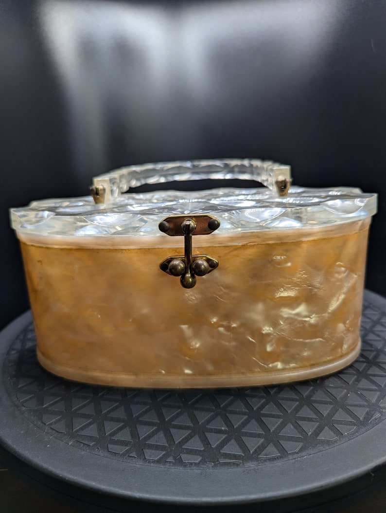 Gorgeous Vintage Lucite Clear Faceted Top Creamy Butterscotch Purse - Etsy