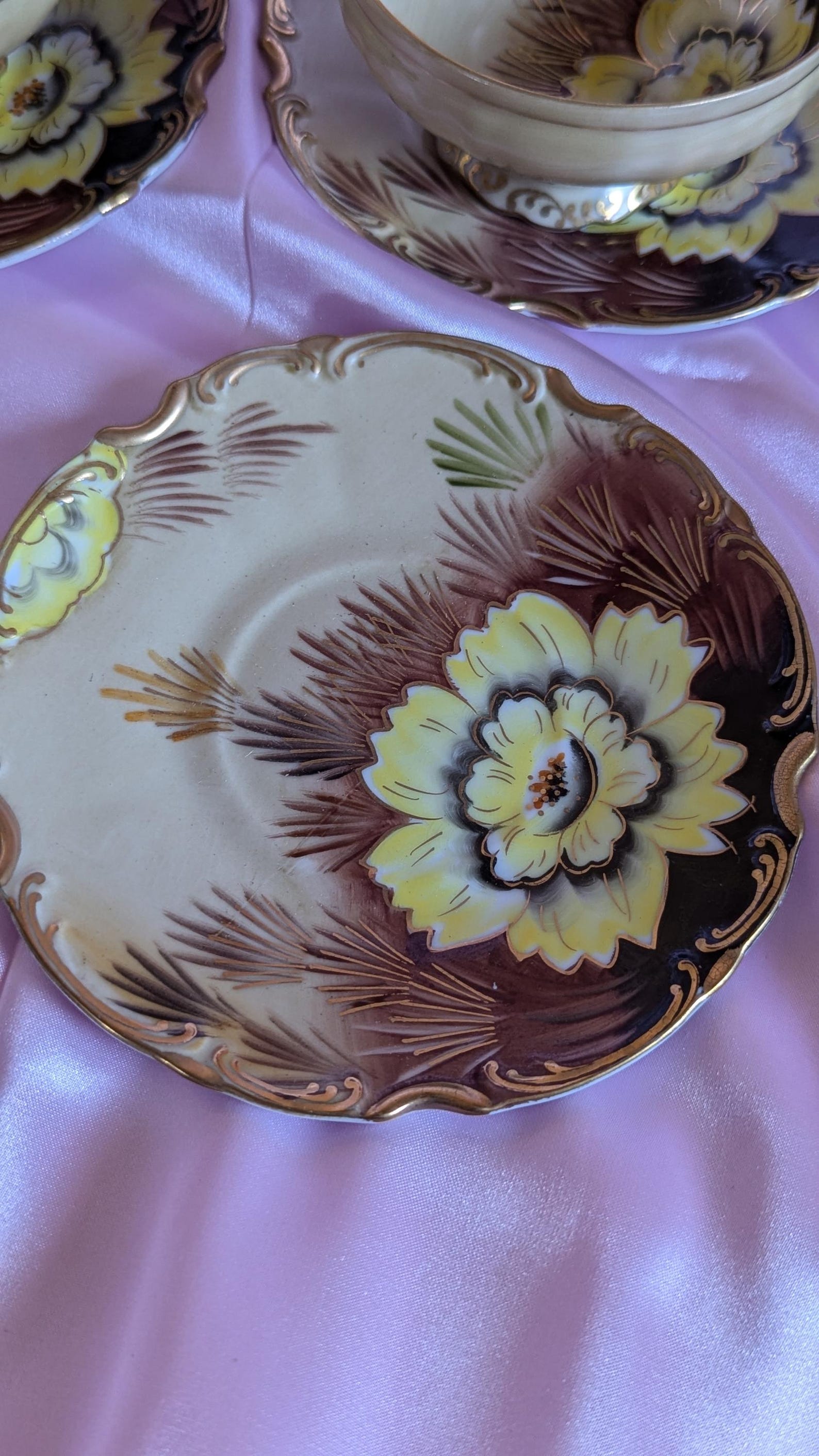 Vtg. Delicate Handpainted China Teacup & Saucer Sets Pattern "wild ...