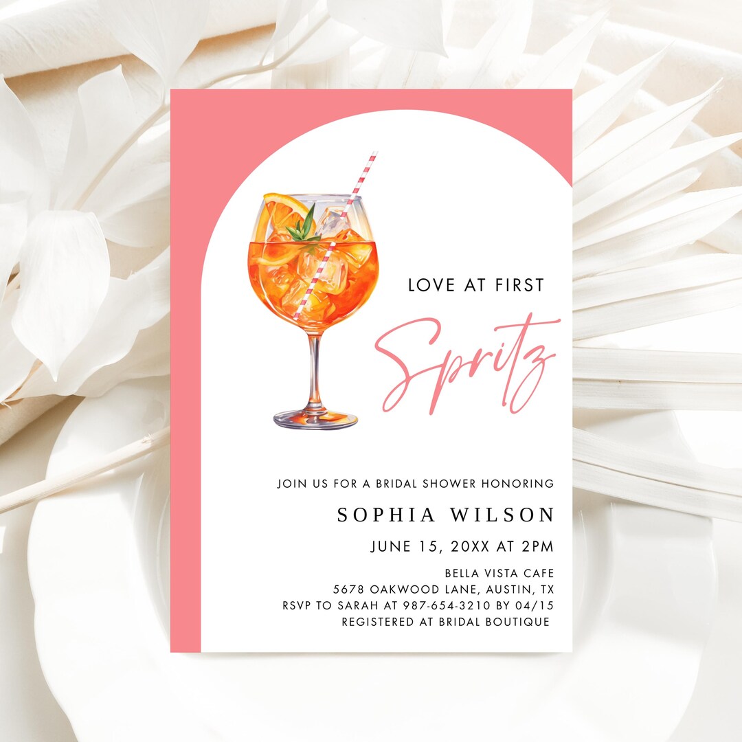 Spritz Bridal Shower Invitation Template, Love at First Spritz, Aperol ...