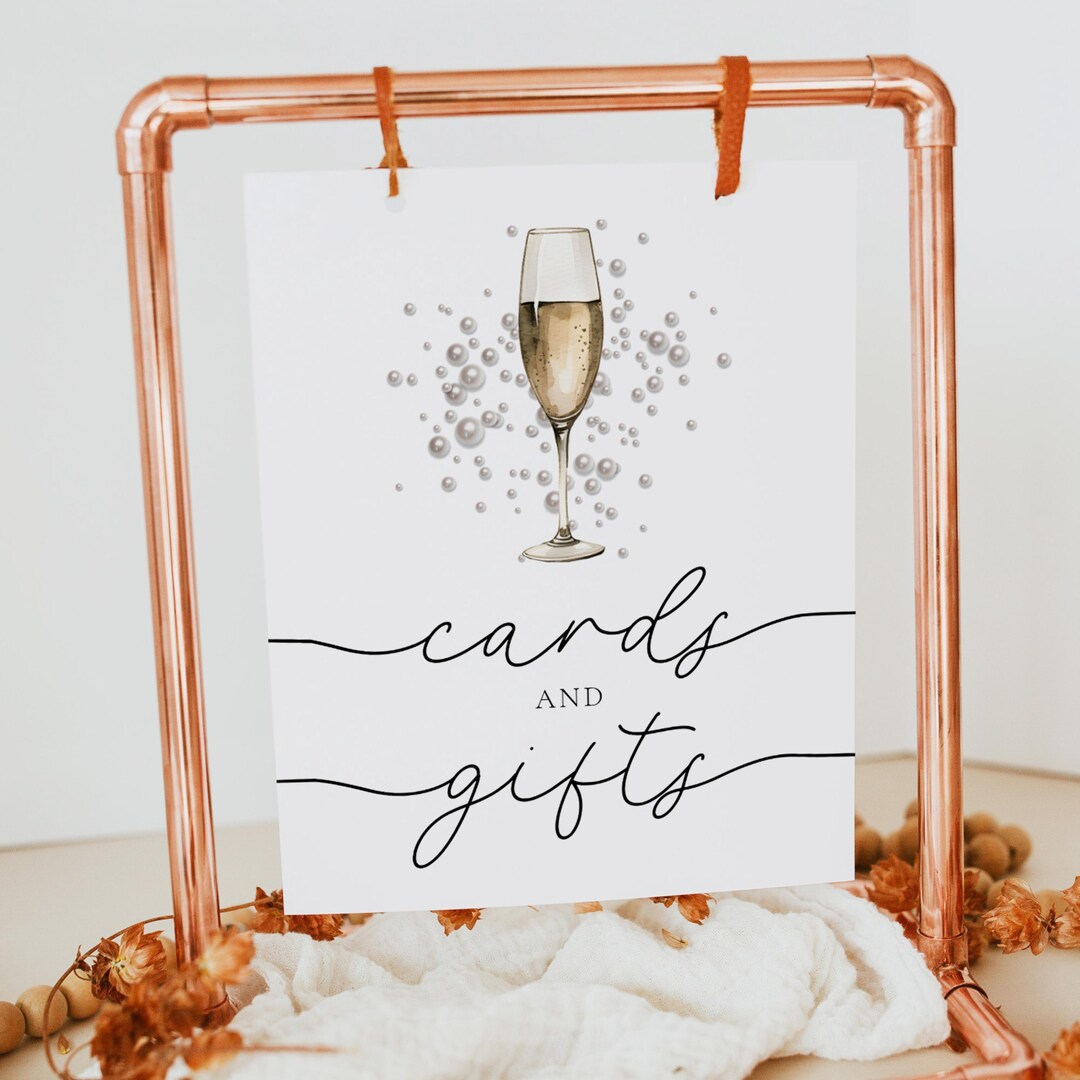 Pearls & Prosecco Cards and Gifts Wedding Sign, Simple Gift Table Sign ...