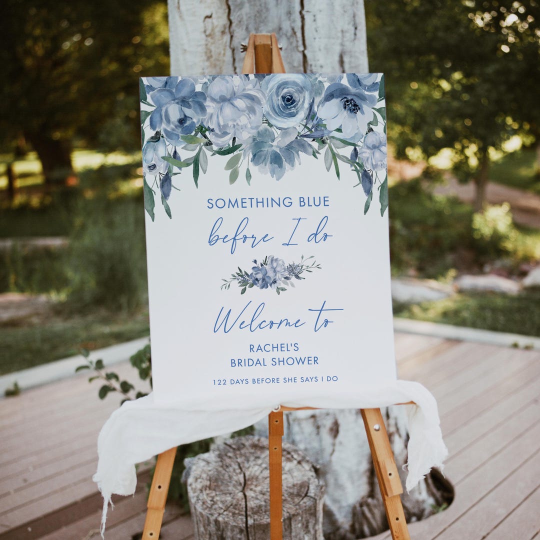 Something Blue Before I Do Bridal Shower Welcome Sign, Dusty Blue ...