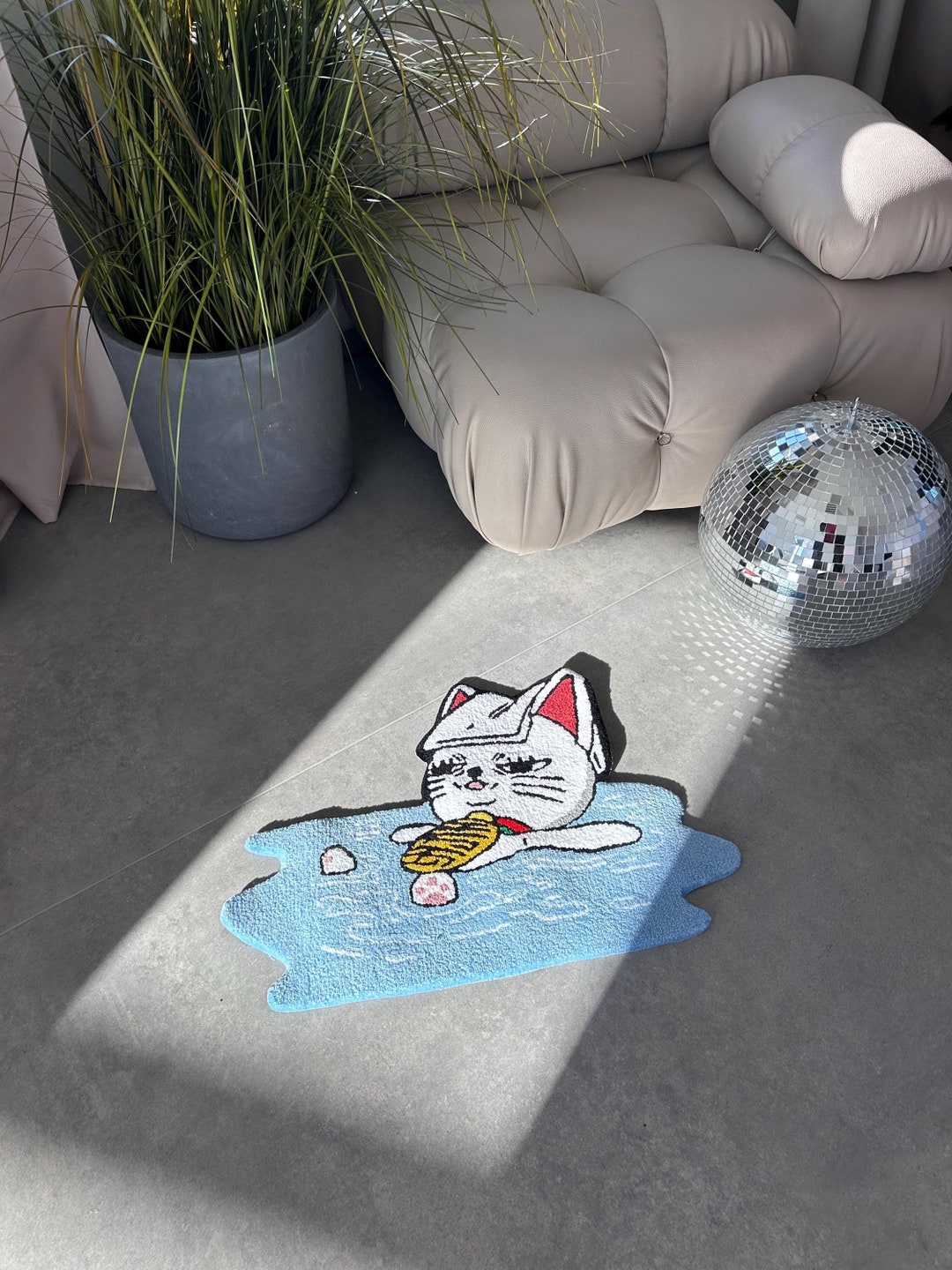 Handmade Anime Cat Rug, Custom Carpet, Cozy Home Decor - Etsy