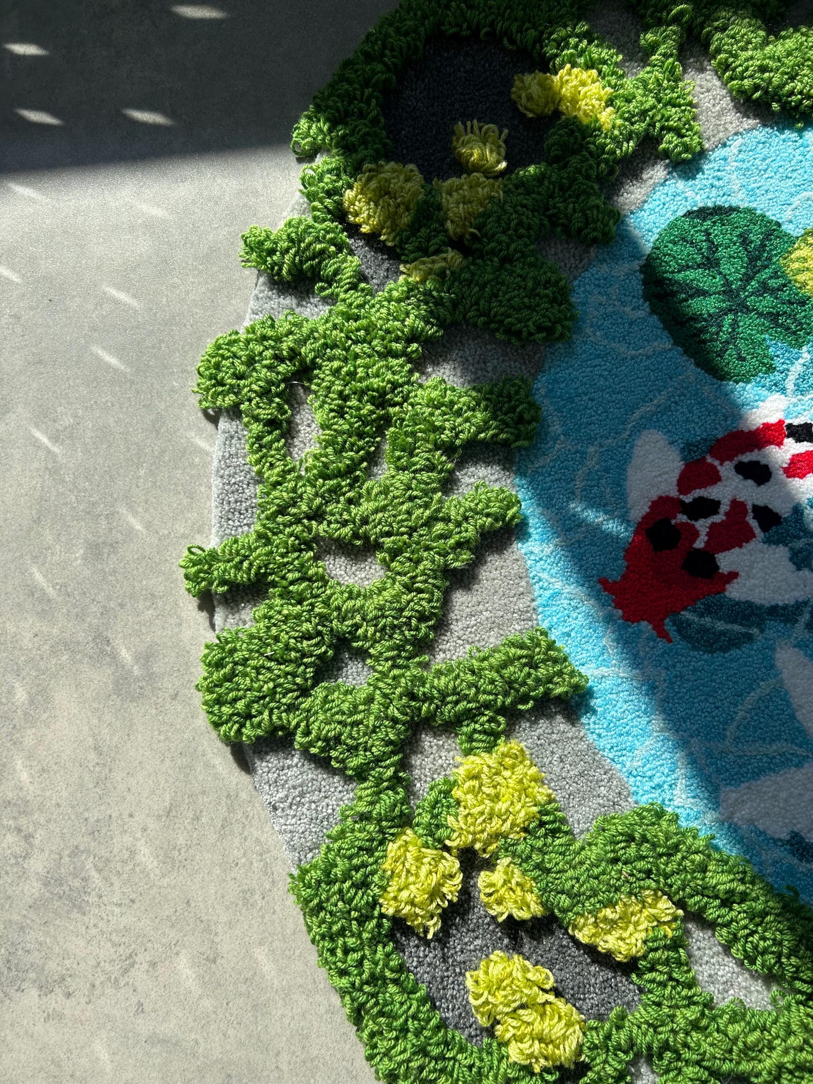 Fish Koi in the Pond Rug, Fluffy Natural Rug, Handmade Custom 3D Carpet ...