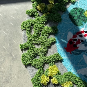 Fish Koi in the Pond Rug, Fluffy Animal Rug, Handmade Custom 3D, Home ...