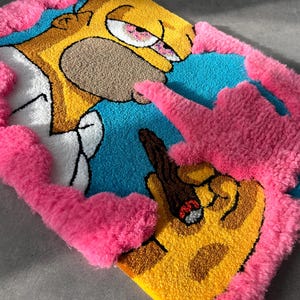 3D Pink Smoke Cartoon Character Rug: Funny Handmade Carpet - Etsy