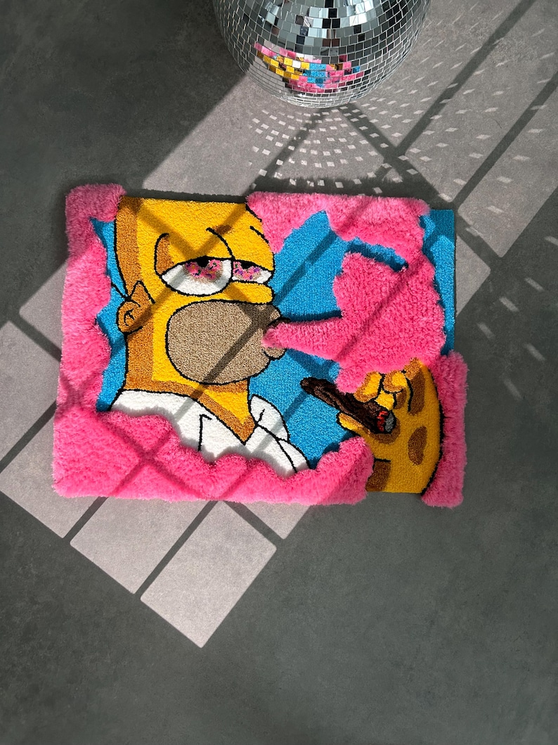 3D Pink Smoke Cartoon Character Rug: Funny Handmade Carpet - Etsy