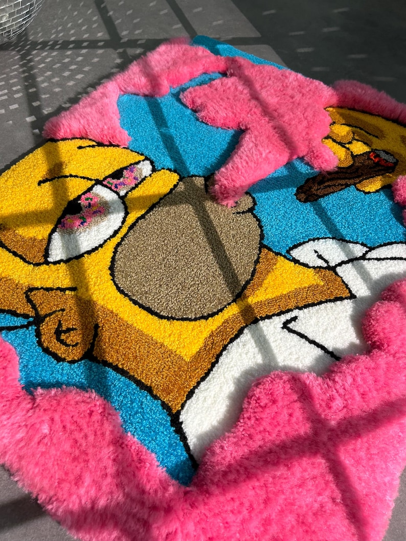 3D Pink Smoke Cartoon Character Rug: Funny Handmade Carpet - Etsy