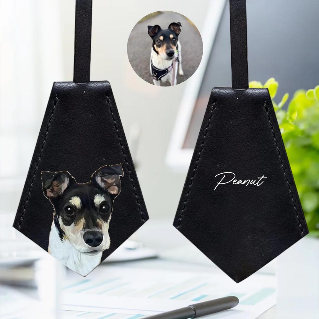 Pet Leather Bag Tag, Unique Personalised Gift, Handmade Bag Charm, Pet ...