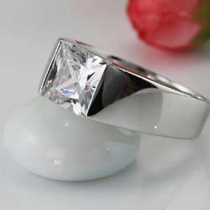 Tension Set Princess Cut Moissanite Diamond Ring, Solitaire Ring for ...