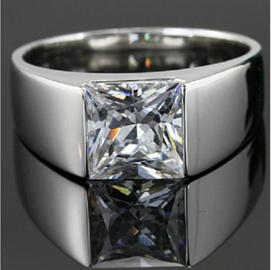 Tension Set Princess Cut Moissanite Diamond Ring, Solitaire Ring for ...
