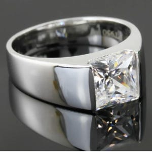 Tension Set Princess Cut Moissanite Diamond Ring, Solitaire Ring for ...