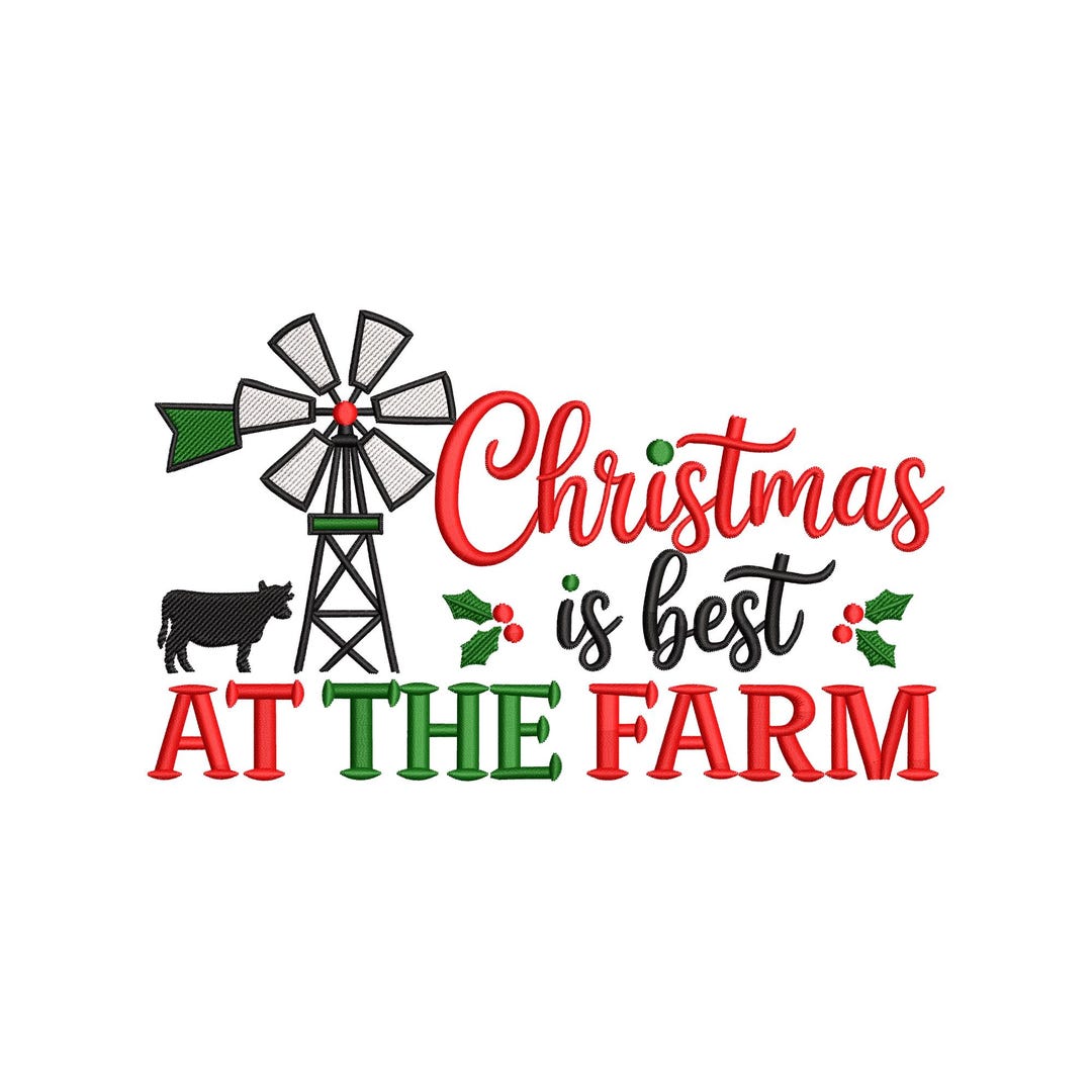 Christmas Farm Machine Embroidery Design, Farmhouse Holiday Pattern ...