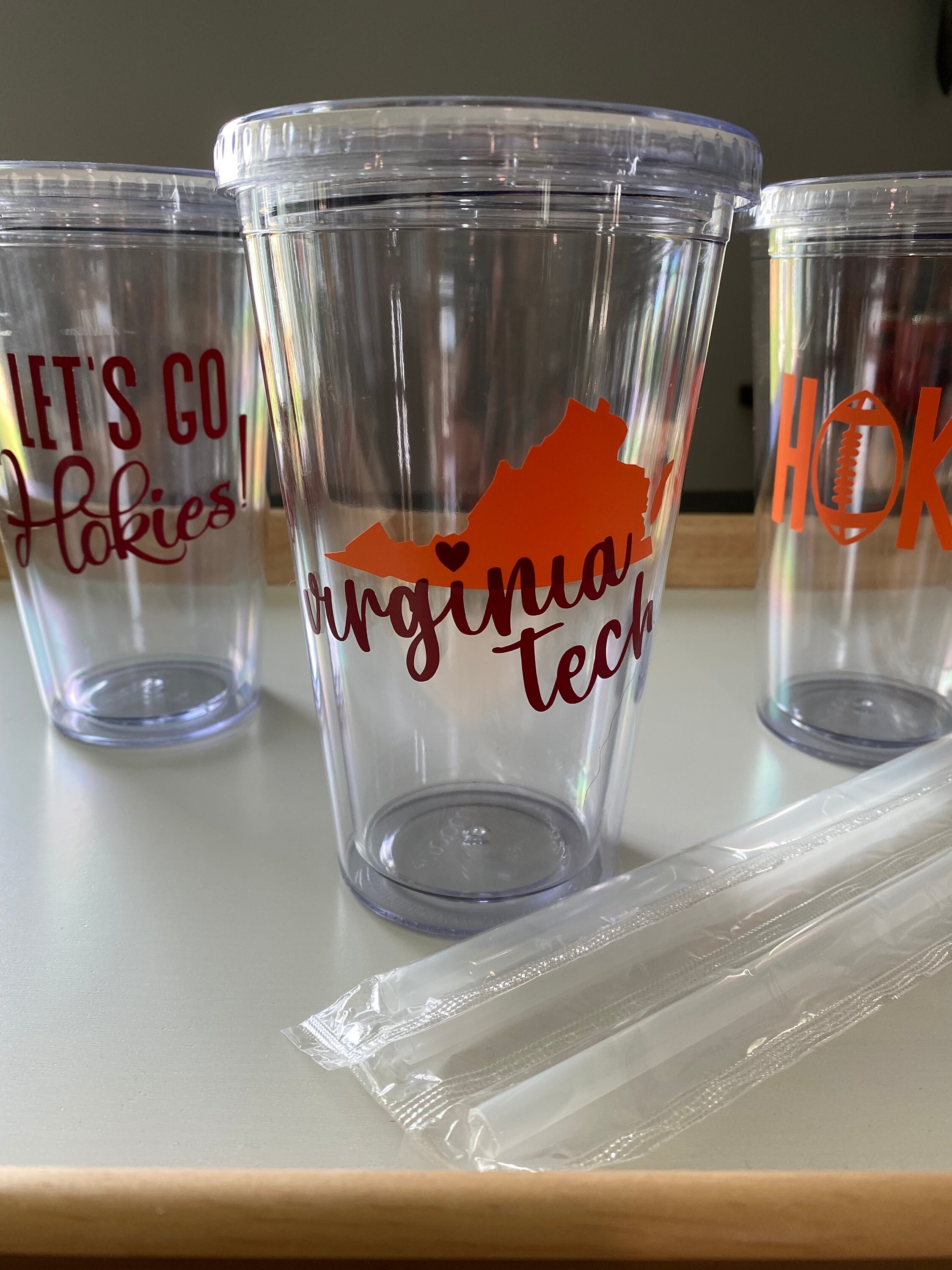 16 Oz. Virginia Tech Clear Acrylic Cup With Lid and Straw - Etsy