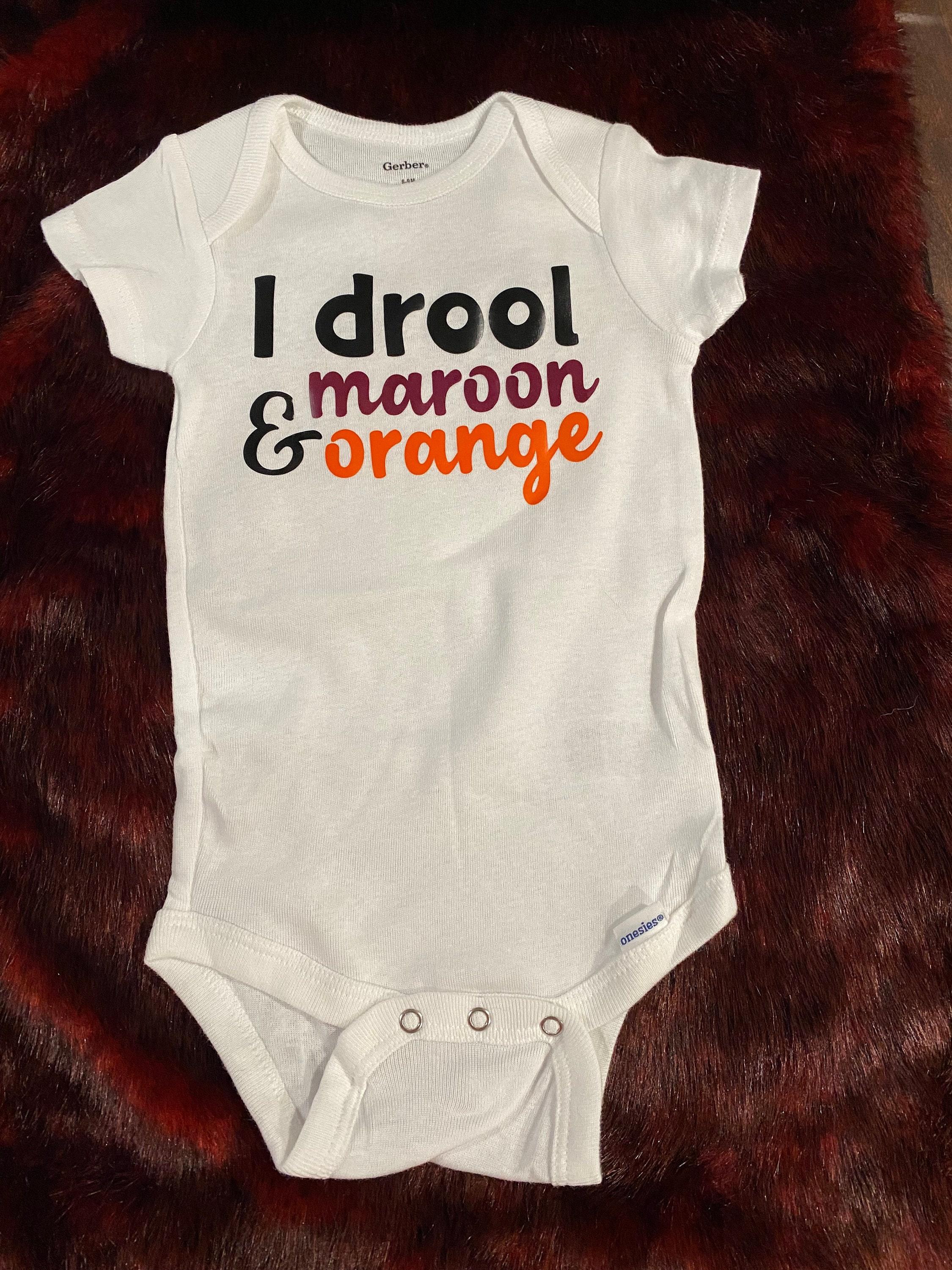 Virginia Tech Hokies Baby Onesie I Drool Maroon & Orange - Etsy