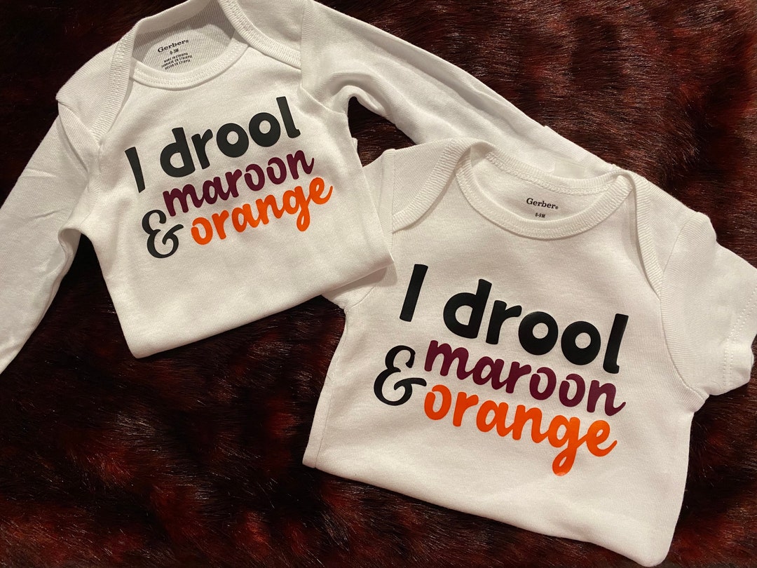 Virginia Tech Hokies Baby Onesie I Drool Maroon & Orange - Etsy