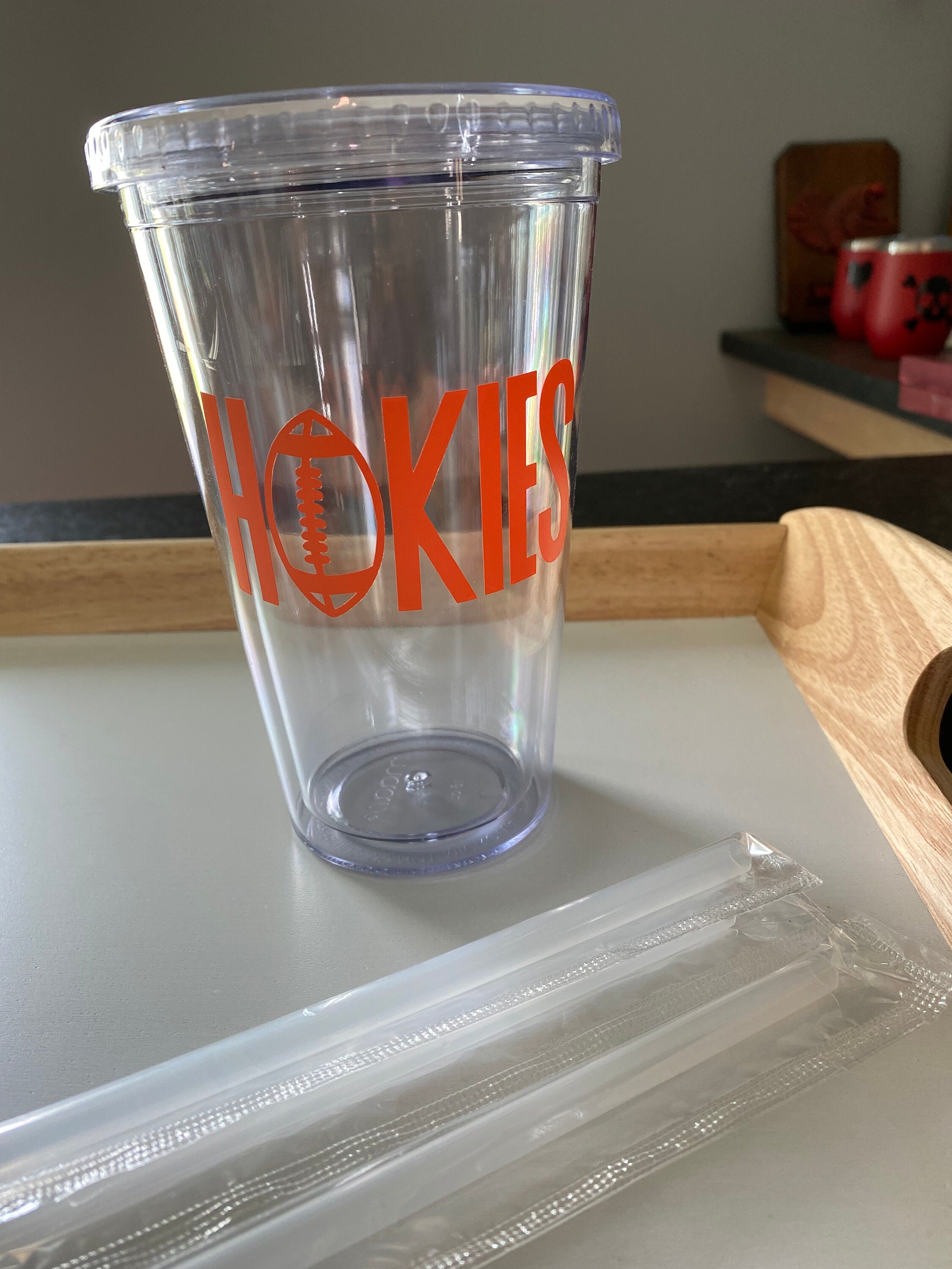 16 Oz. Virginia Tech Clear Acrylic Cup With Lid and Straw - Etsy