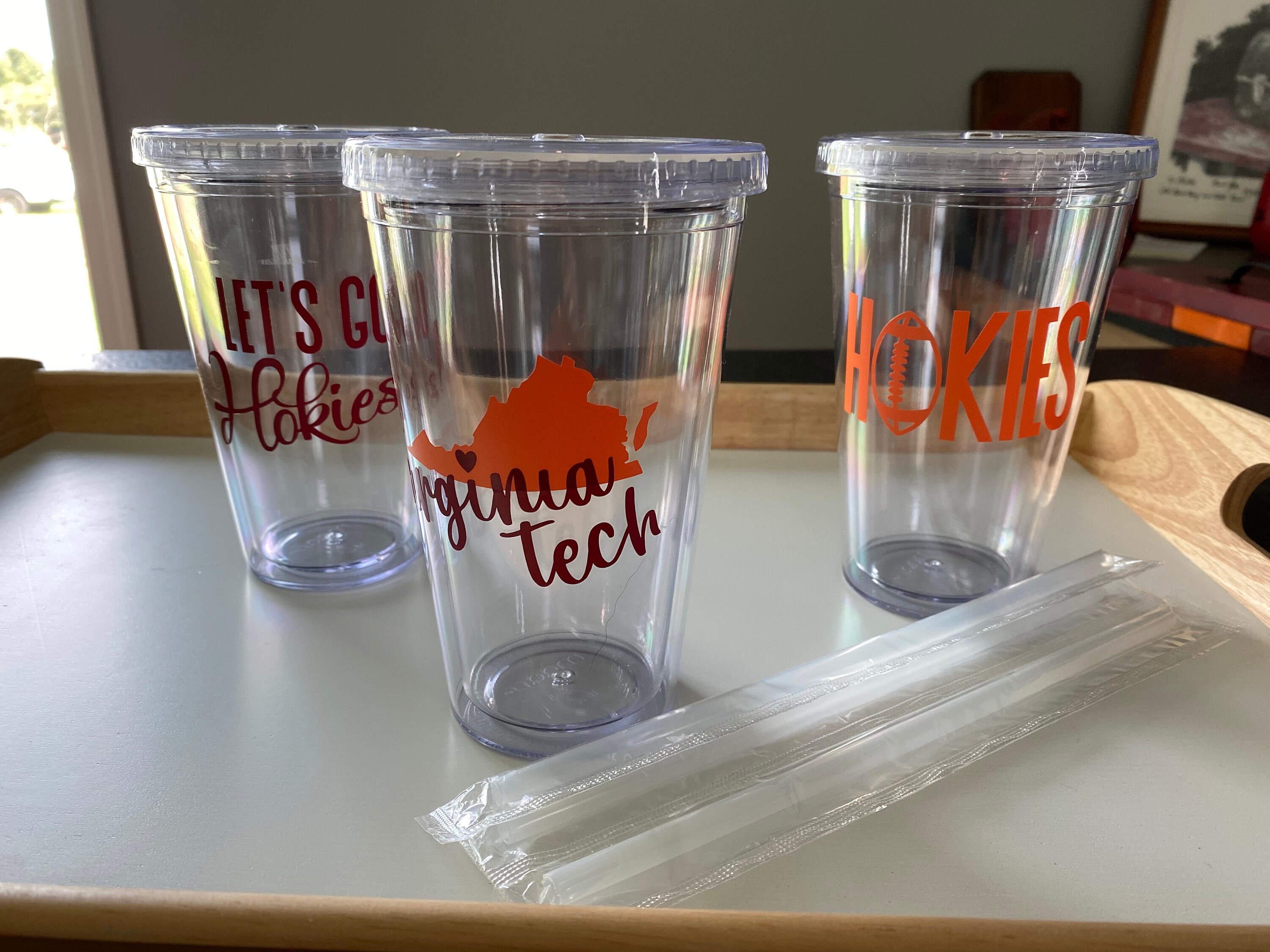 16 Oz. Virginia Tech Clear Acrylic Cup With Lid and Straw - Etsy
