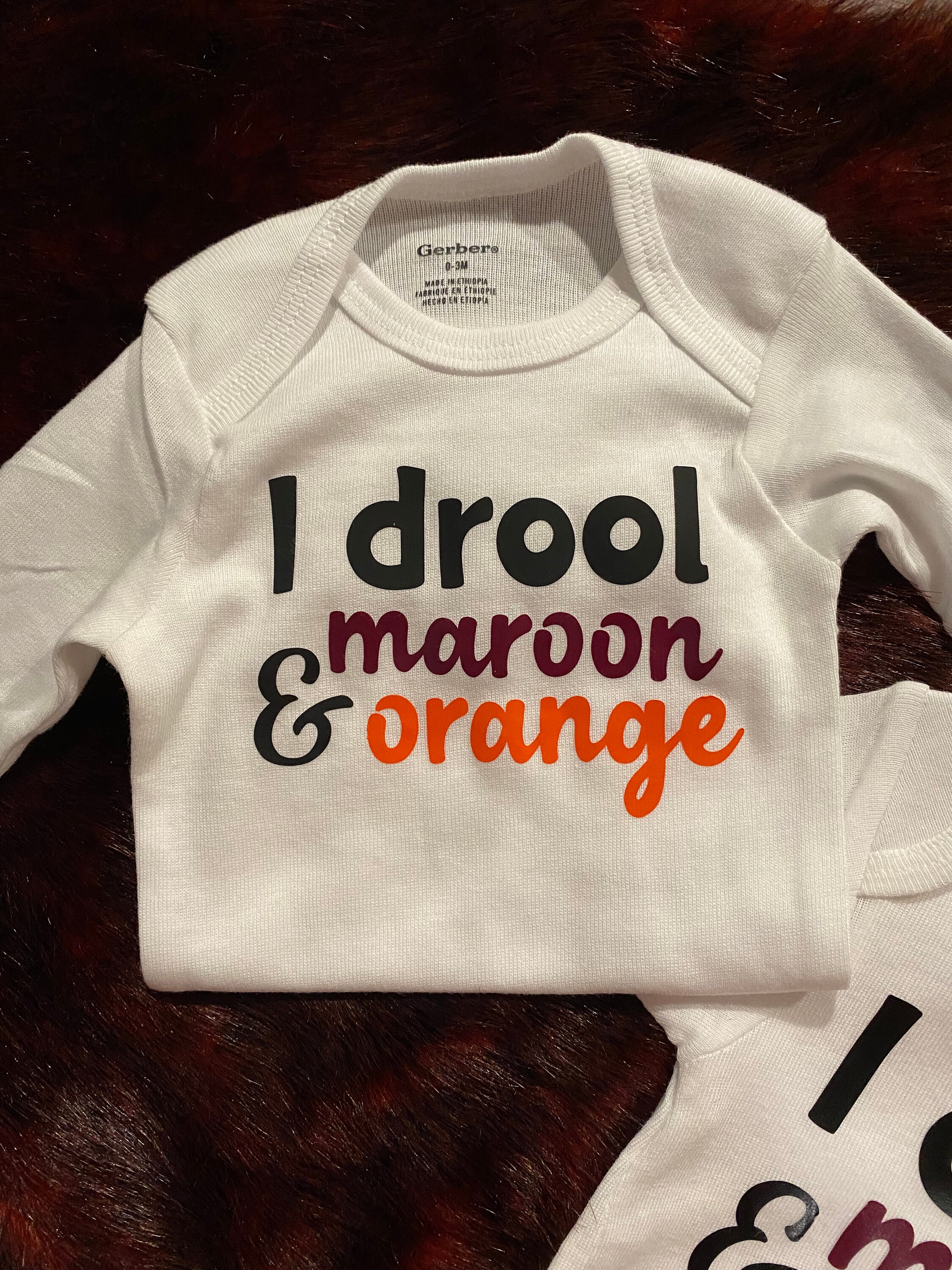 Virginia Tech Hokies Baby Onesie I Drool Maroon & Orange - Etsy