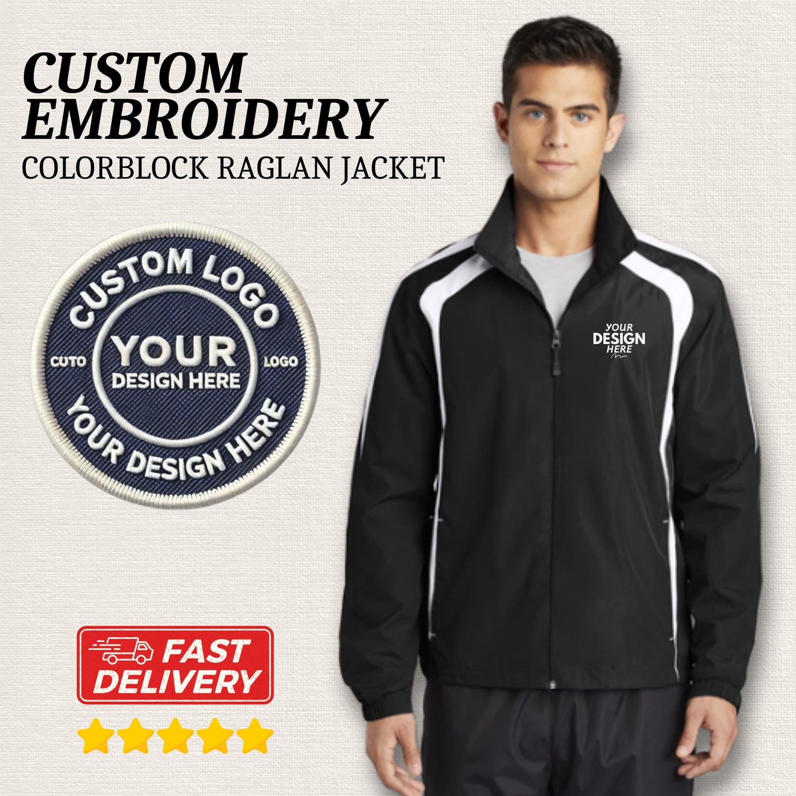 Custom Embroidered Jacket, Sport Tek Athletic Colorblock Raglan Jacket ...