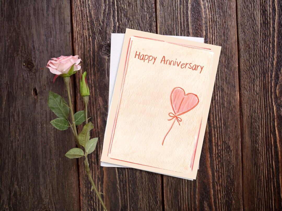 Anniversary Card W Heart & Calligraphy Personalized Romantic Greeting ...
