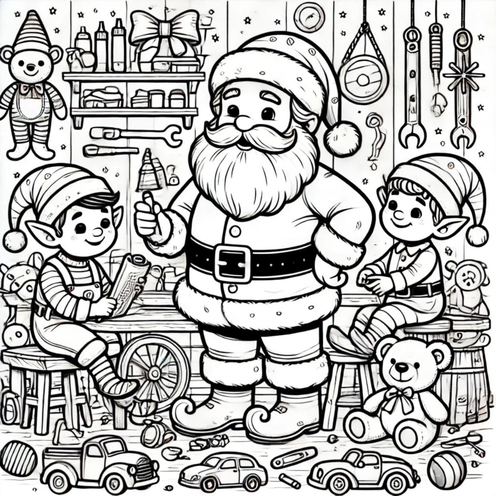 Christmas Funny Santa Coloring Pages for Adult, Christmas Santa Claus ...