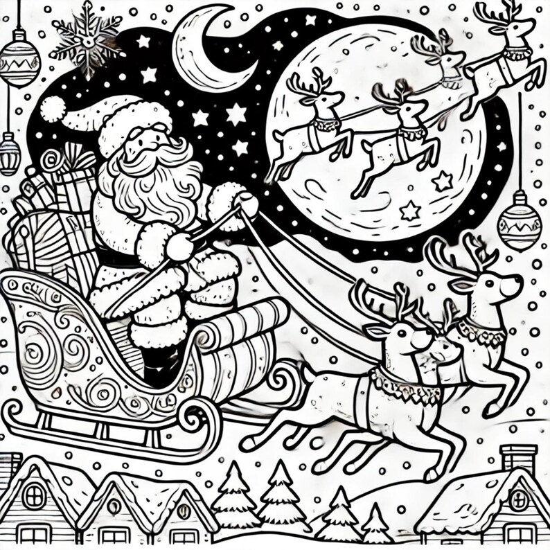Christmas Funny Santa Coloring Pages for Adult, Christmas Santa Claus ...