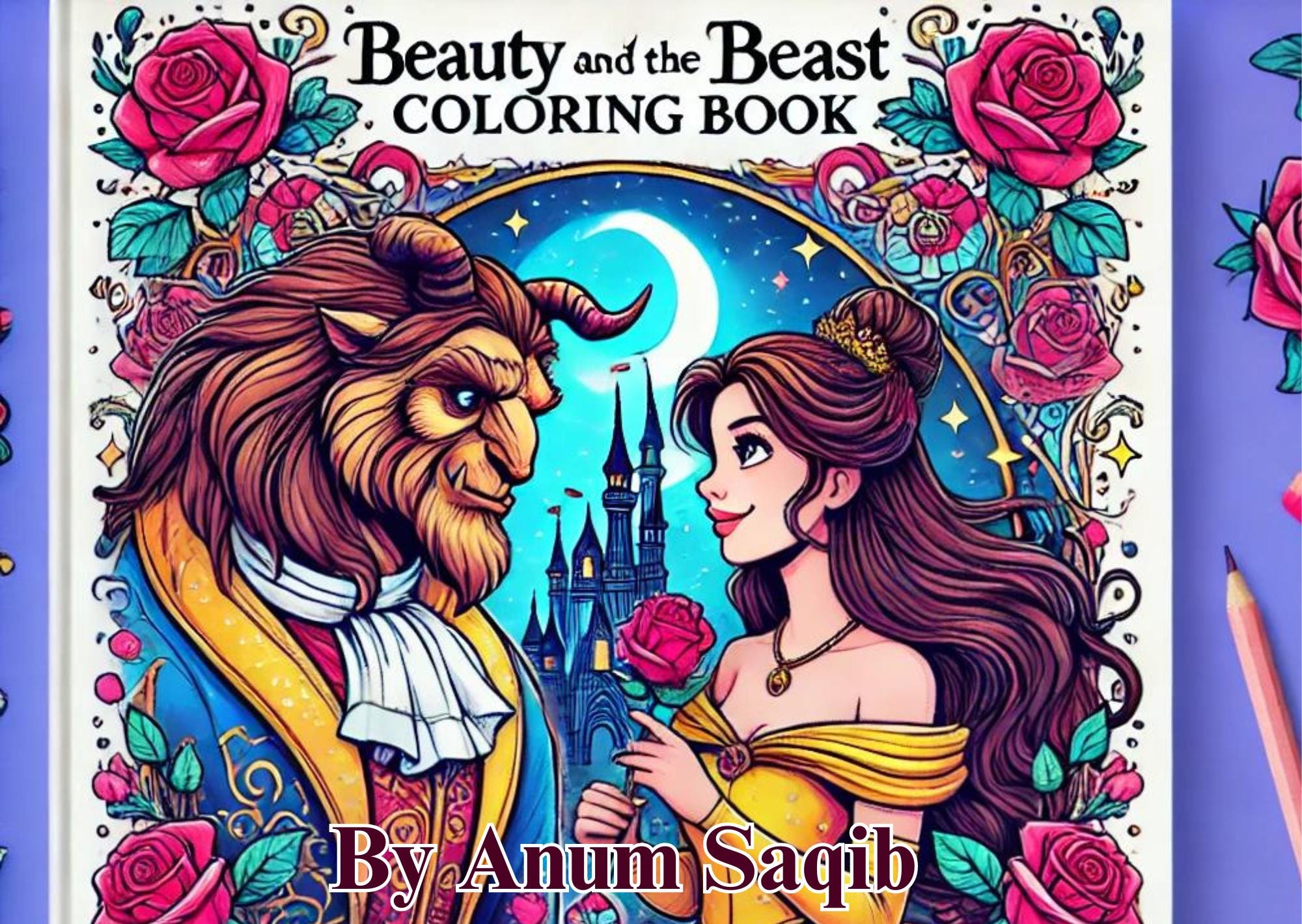 Beauty and the Beast Coloring Book, Printable Fairytale Princess ...