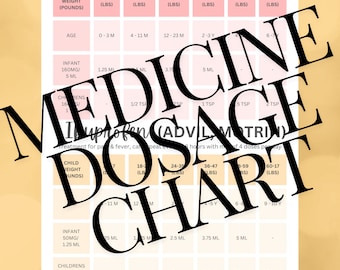 Infant & Children's Medication Dosage Chart - Etsy