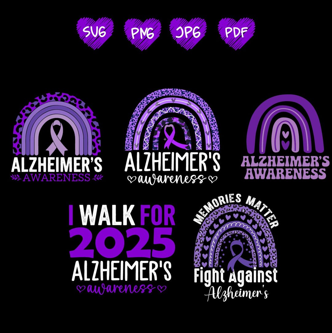 Alzheimer's Awareness Png Svg Bundle, Purple Ribbon, Alzheimer's ...