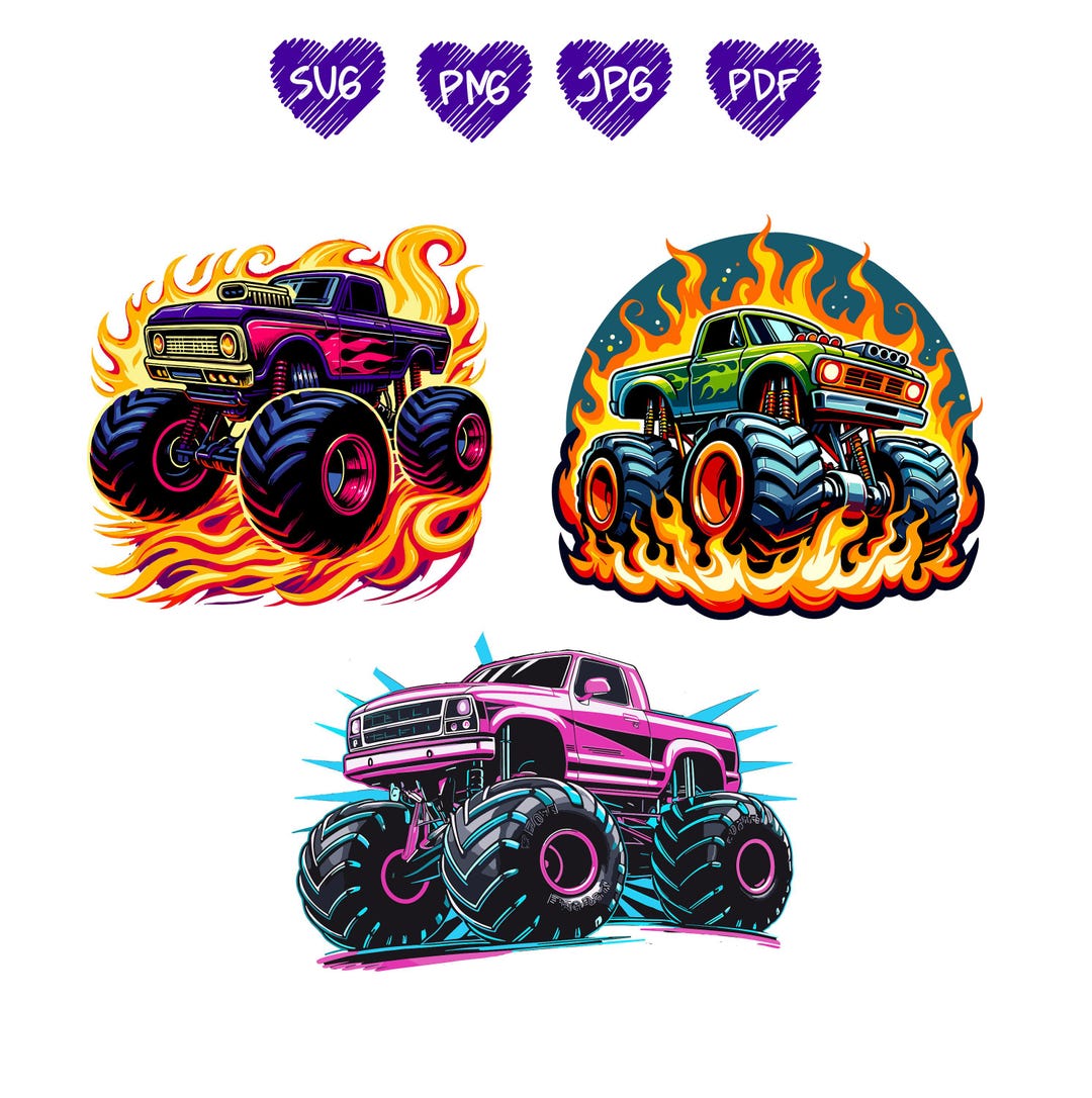 Monster Trucks Are My Jam Svg Png, Truck Clipart, Truck Sublimation ...