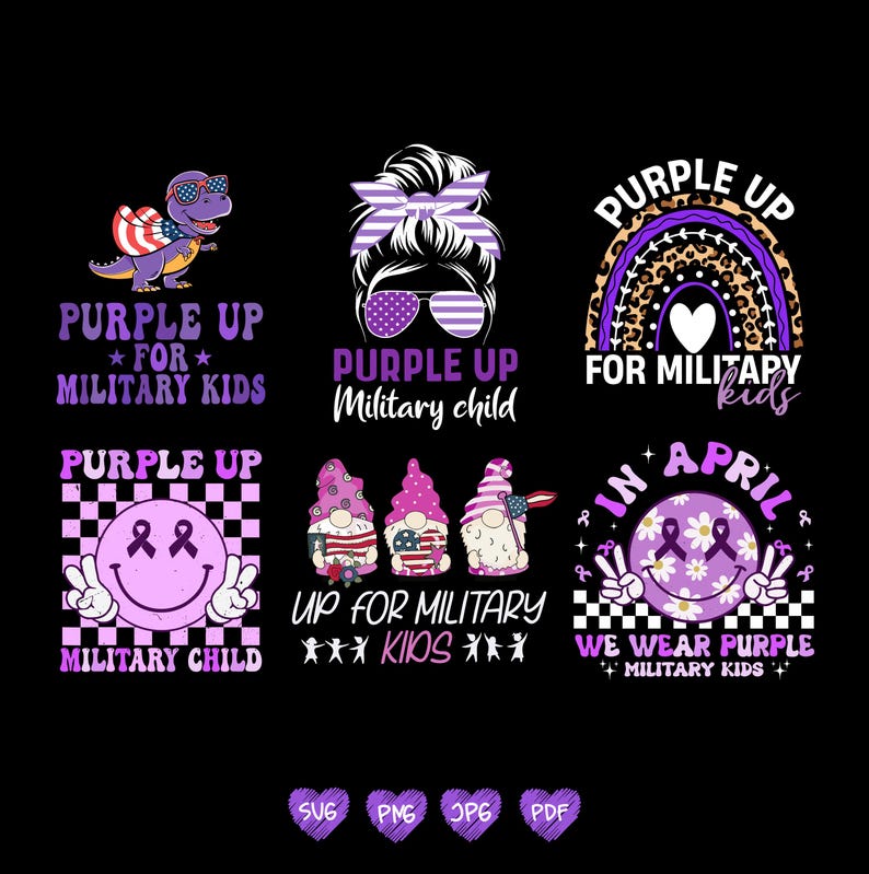 Purple up for Military Child Png Svg Bundle, Month of the Military ...