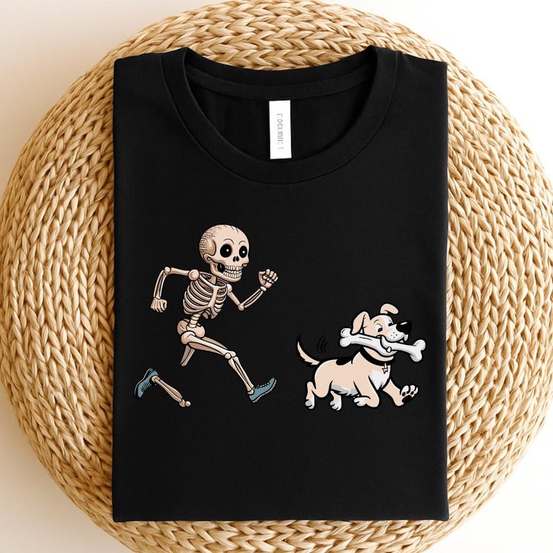 Skeleton Chasing Dog Halloween 2025 Png Svg, Skeleton Dog Halloween Png ...