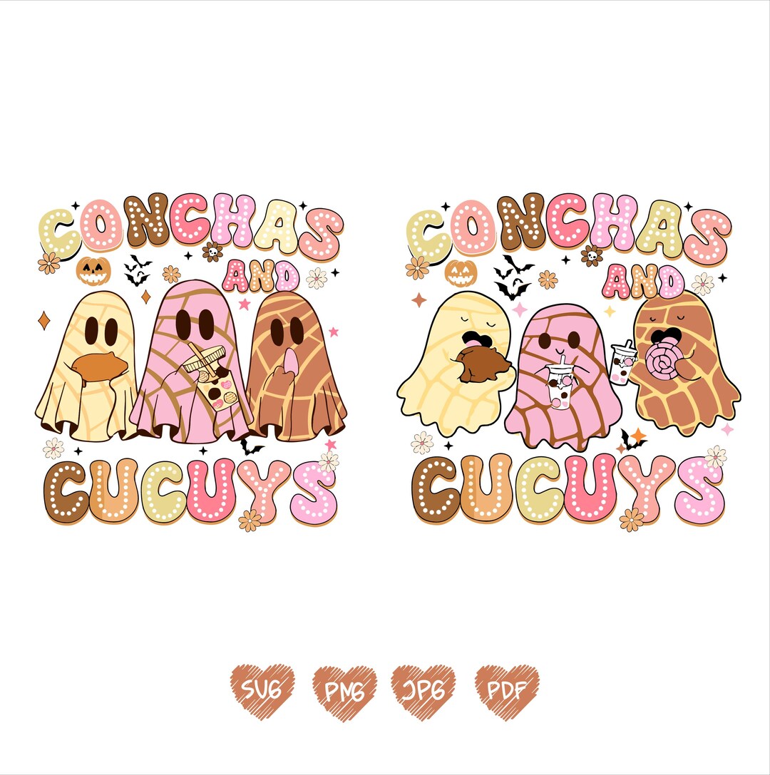 Conchas and Cucuys Mexican Ghost Png Svg, Spooky Conchas PNG, Pantasmas ...