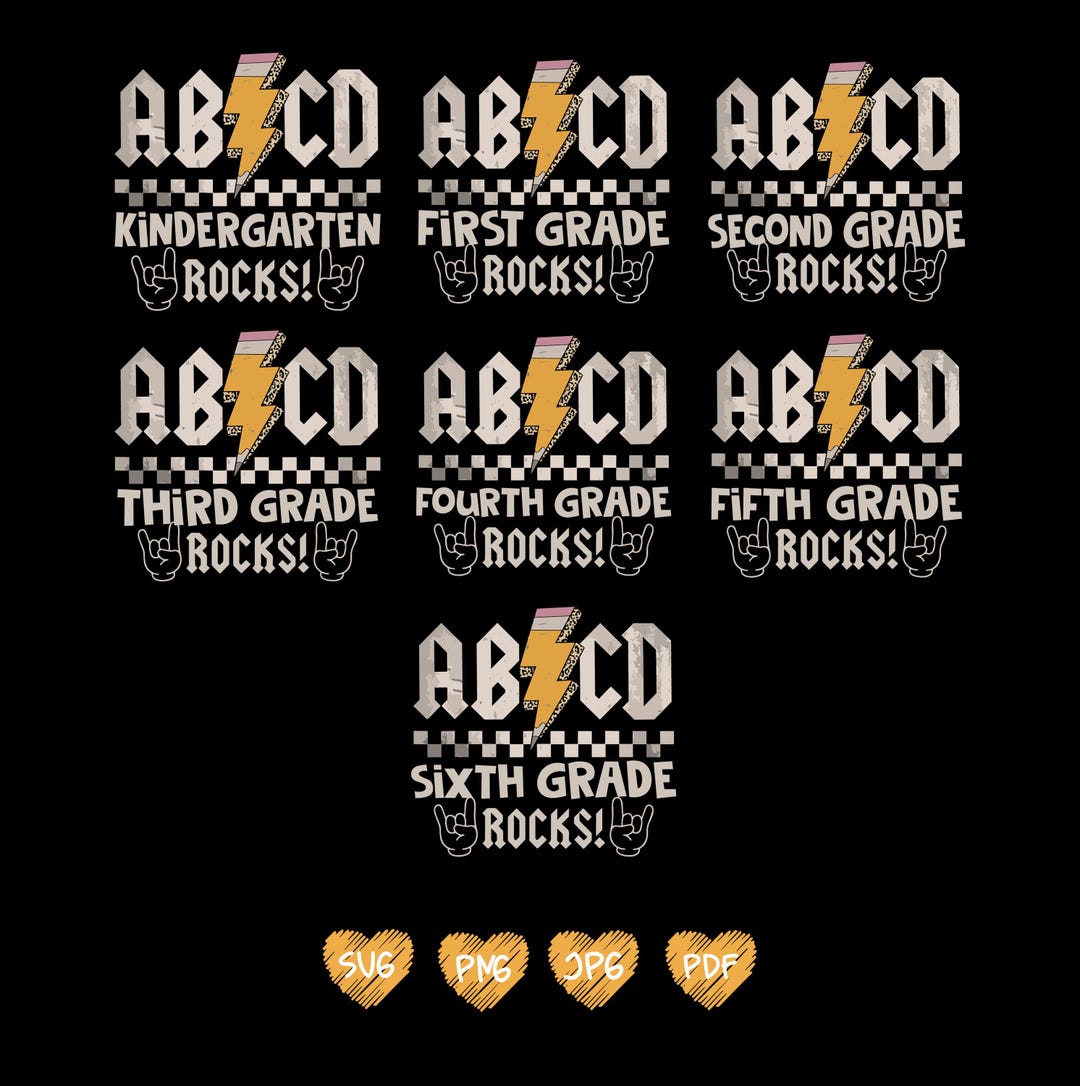 ABCD First Day of School Rock Bundle Svg Png Abcd Back in Class ...