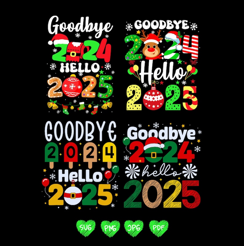Adiós 2024 Hola 2025 Png Svg Bundle, Feliz Año Nuevo, Nochevieja ...