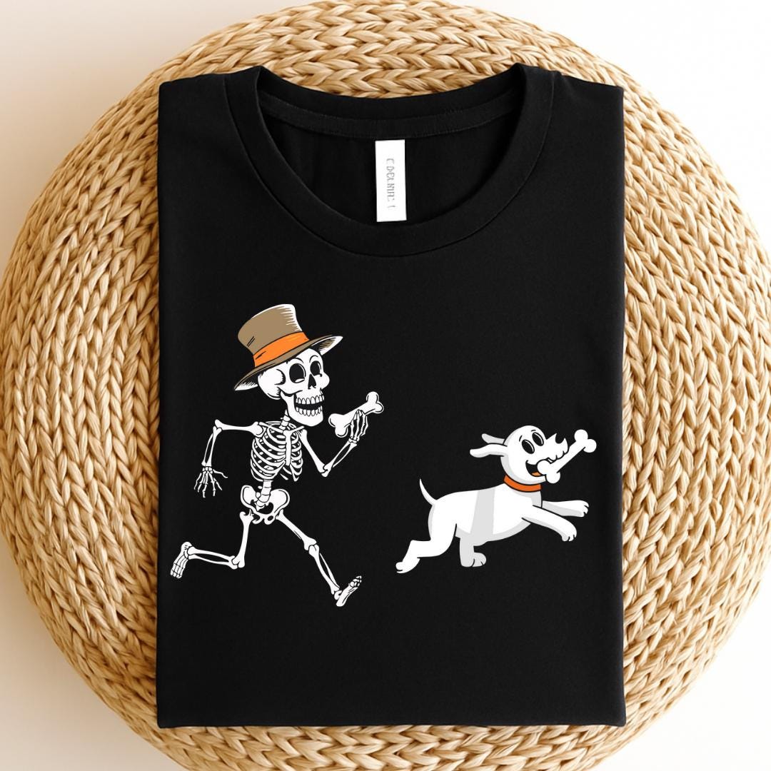 Skeleton Chasing Dog Png Svg, Skeleton Dog Halloween 2025 Png Svg ...