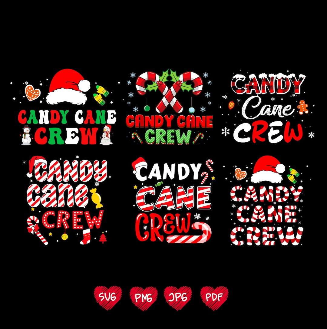 Candy Cane Crew Christmas Png Svg Bundle, Retro Christmas Png, Candy ...