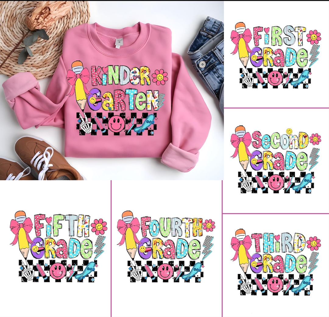 Retro Pencil Back to School Vibe Bundle, Kindergarten, First Day of ...