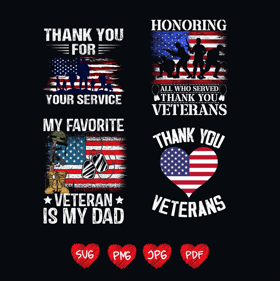 Thank You for Your Service Veterans Day Bundle Proud Military American ...