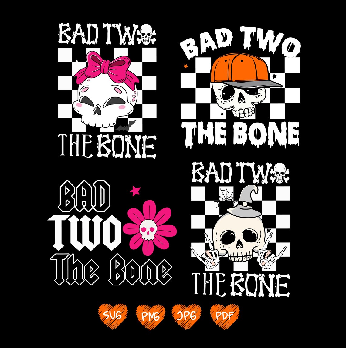 Bad Two the Bone Birthday Skeleton: SVG PNG Digital Image - Etsy