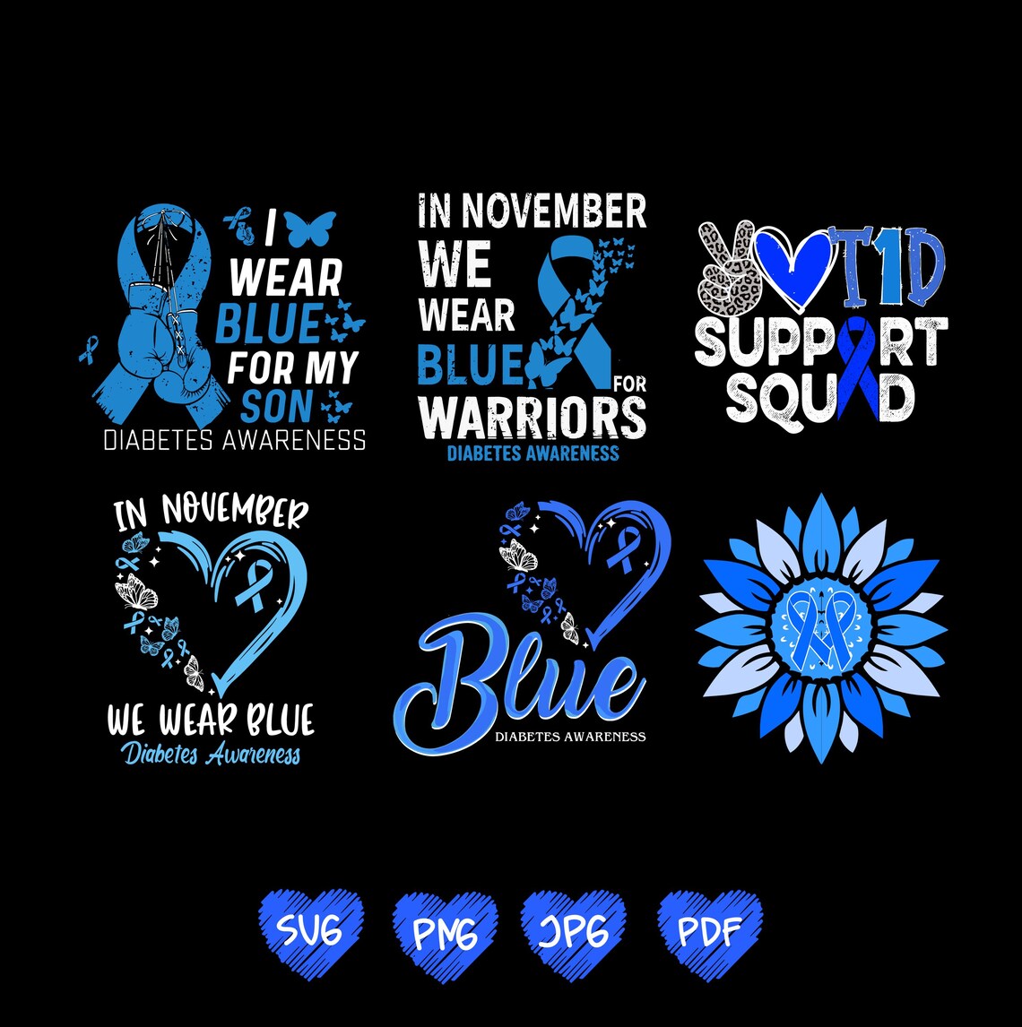 Diabetes Awareness Bundle Svg Png, Diabetes Png, Blue Ribbon Svg ...