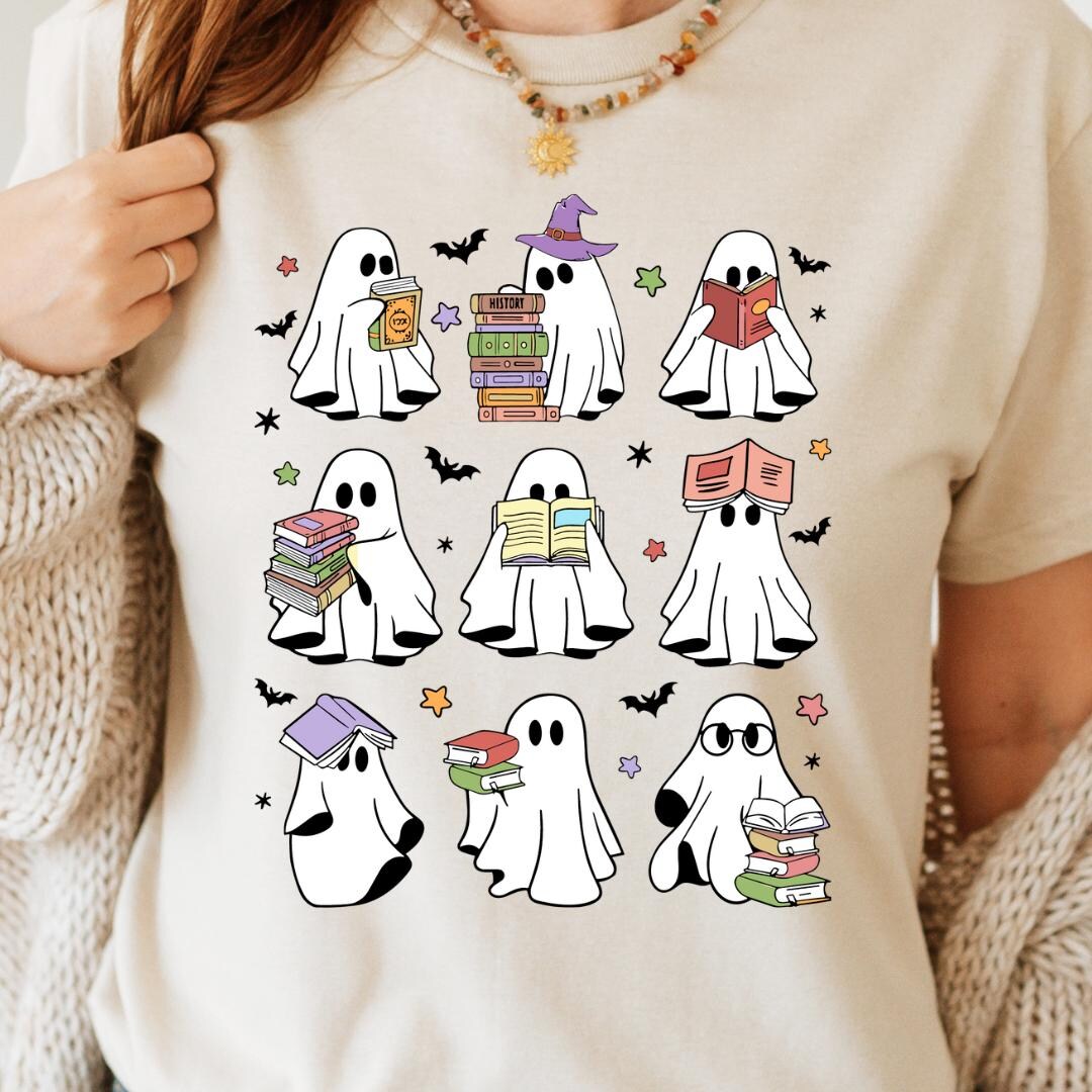 Ghosts Reading Books Svg Png, Books Lover Ghost Gift, Cute Little Ghost ...
