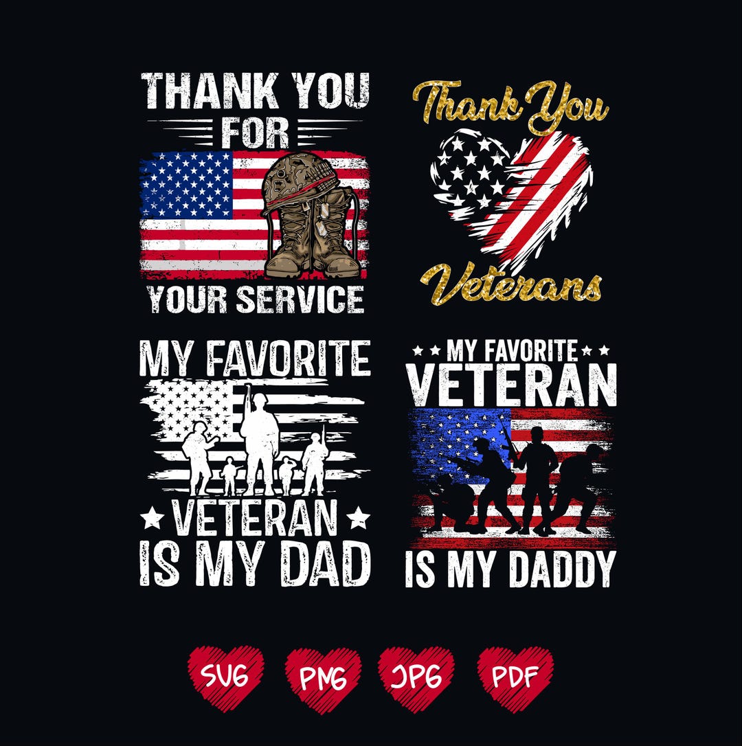 Thank You for Your Service Veterans Day Bundle Proud Military American ...