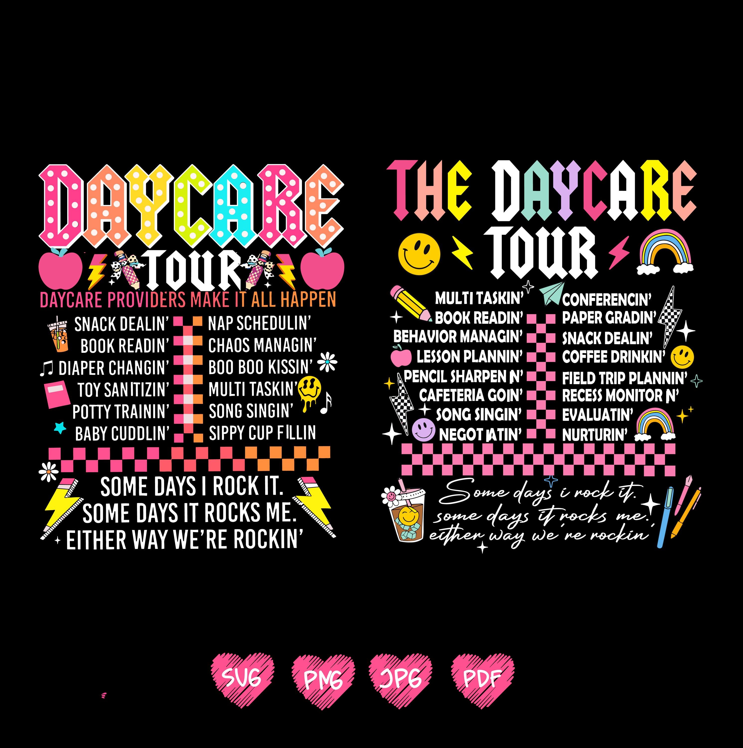 Retro Daycare SVG PNG Bundle: Childcare Staff & Teacher Design (digital ...