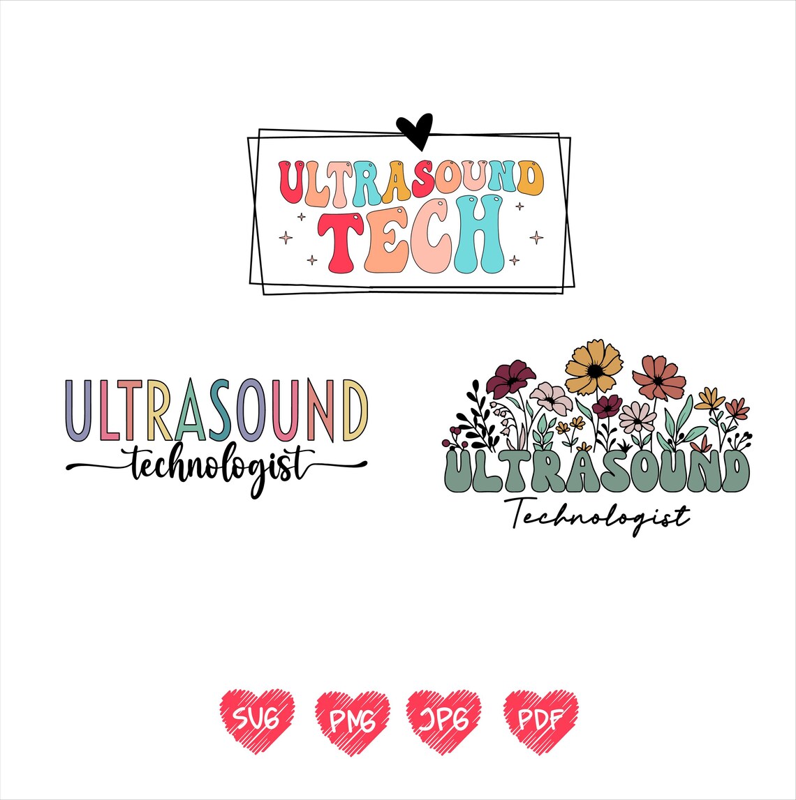 Ultrasound Technologist Rainbow Svg Png, Ultrasound Tech Sublimation ...
