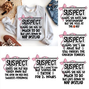 5 Suspect Claims Trendy Svg Png Bundle, Going to Bed, Funny Svg ...