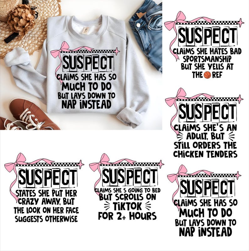5 Suspect Claims Trendy Svg Png Bundle, Going to Bed, Funny Svg ...