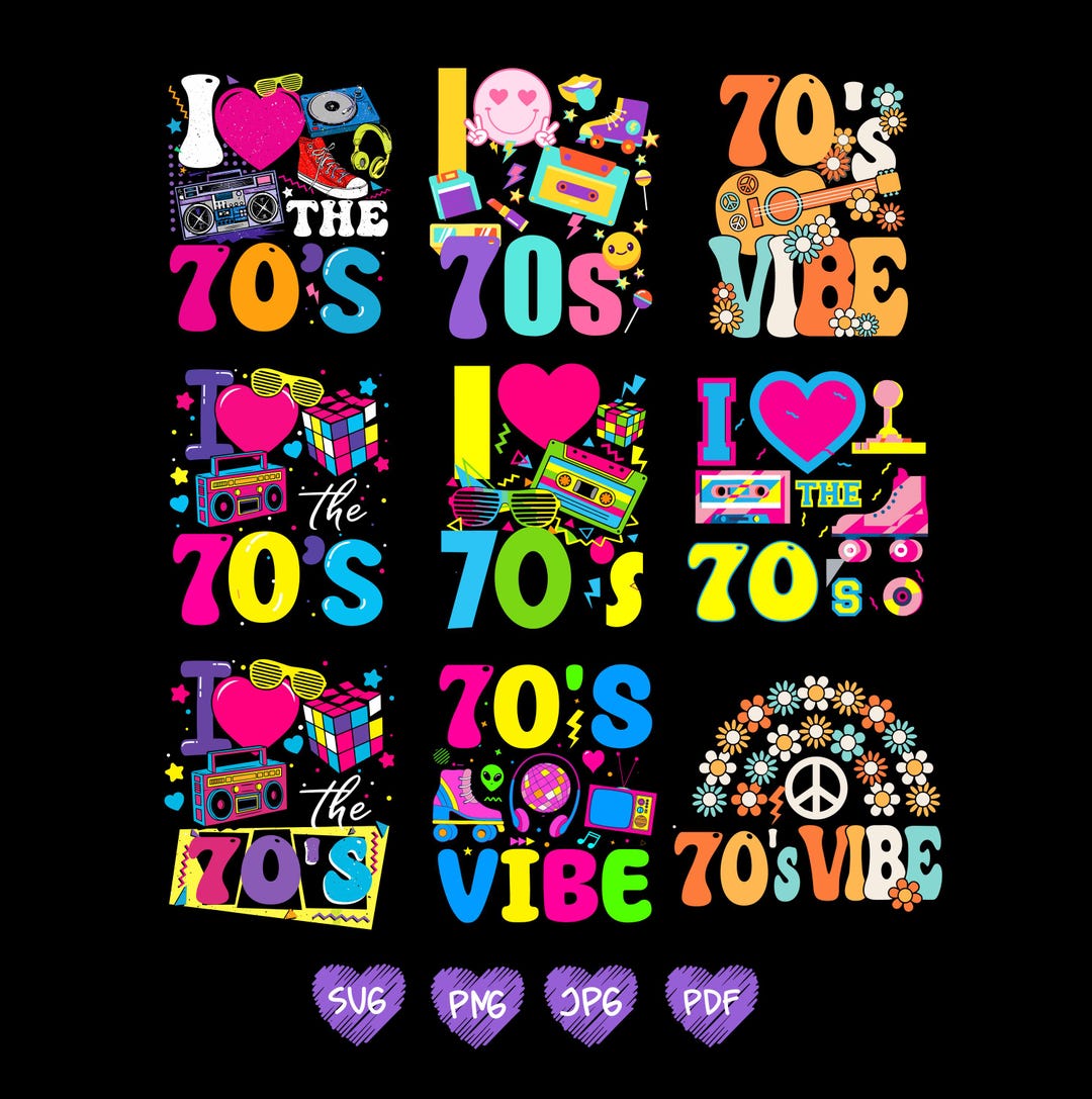 70s Retro SVG Bundle: I Love the 70s Theme (digital Download - Etsy
