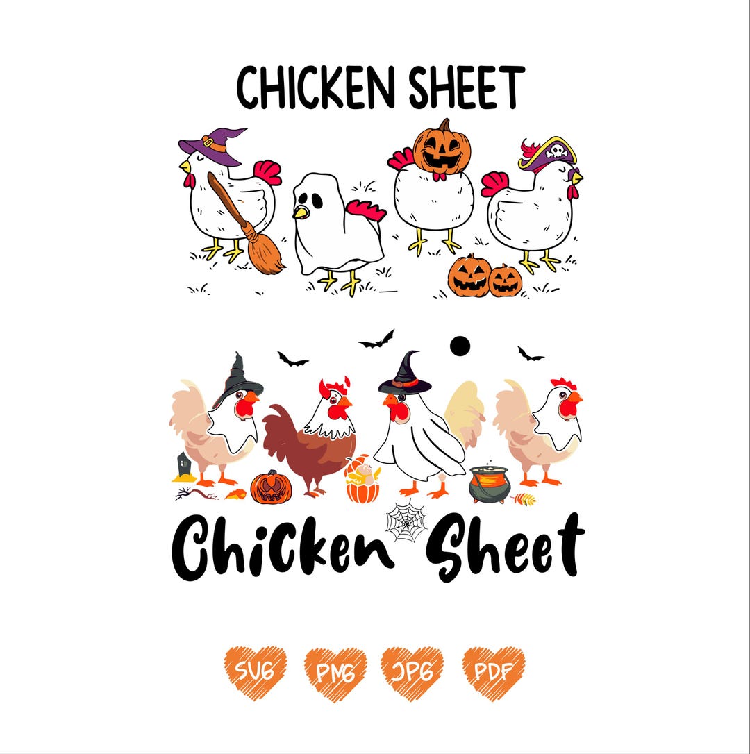 Halloween Chicken Sheet Png Svg, Ghost Chickens Png, Western Halloween ...