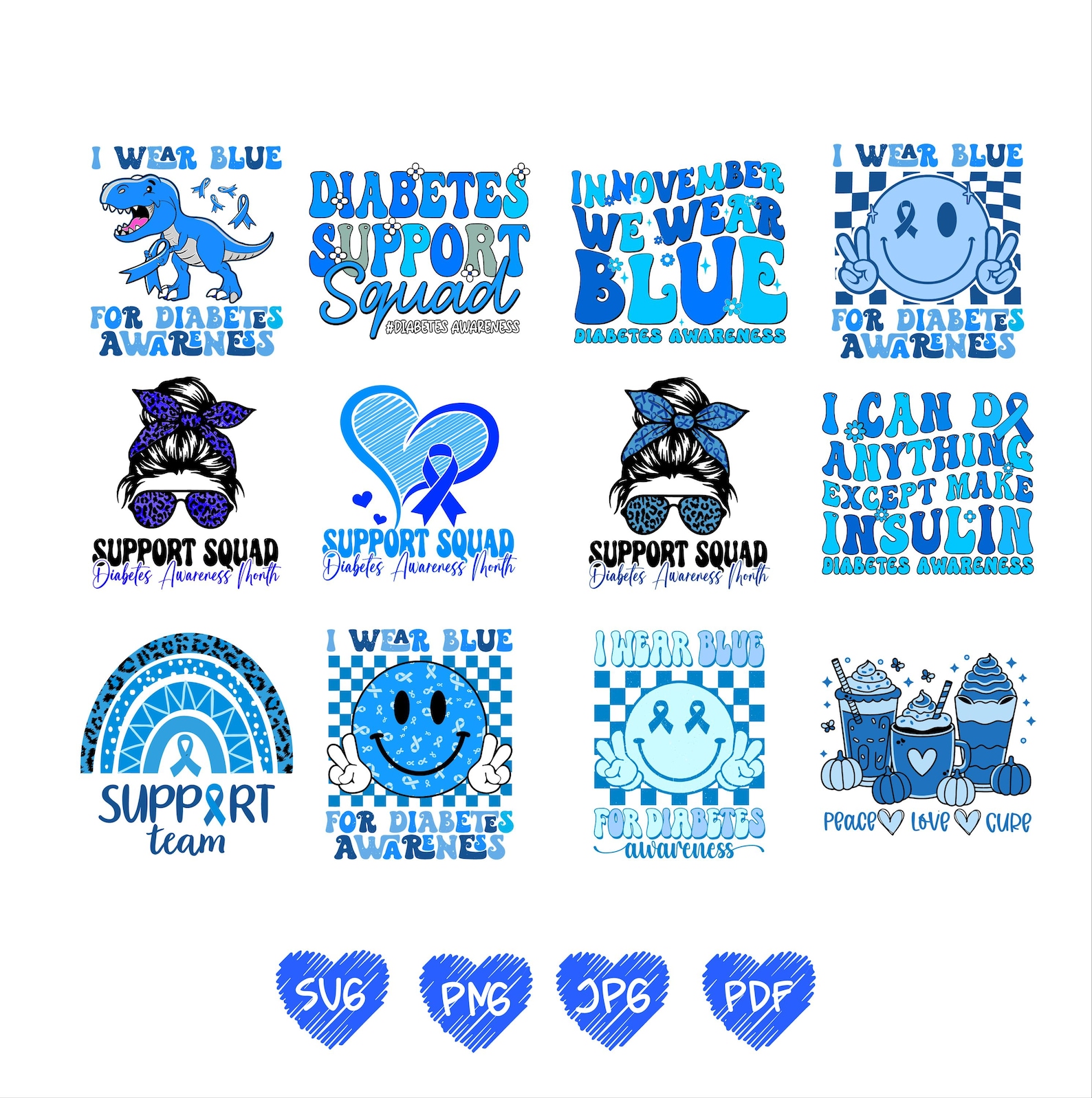 Diabetes Awareness Bundle Svg Png, Diabetes Png, Blue Ribbon Svg ...